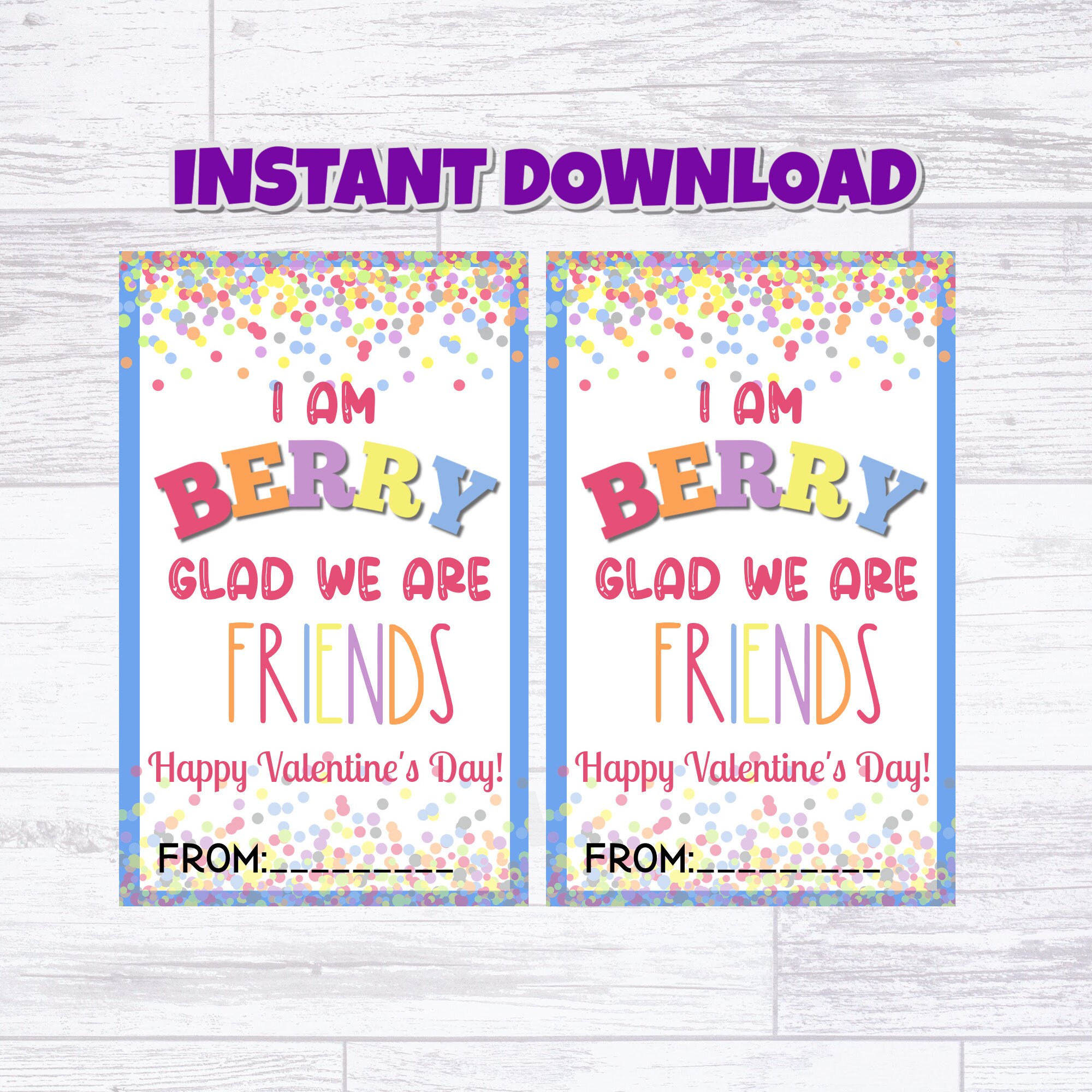 Valentine I am Berry Glad We're Friends Printable Tag | Etsy