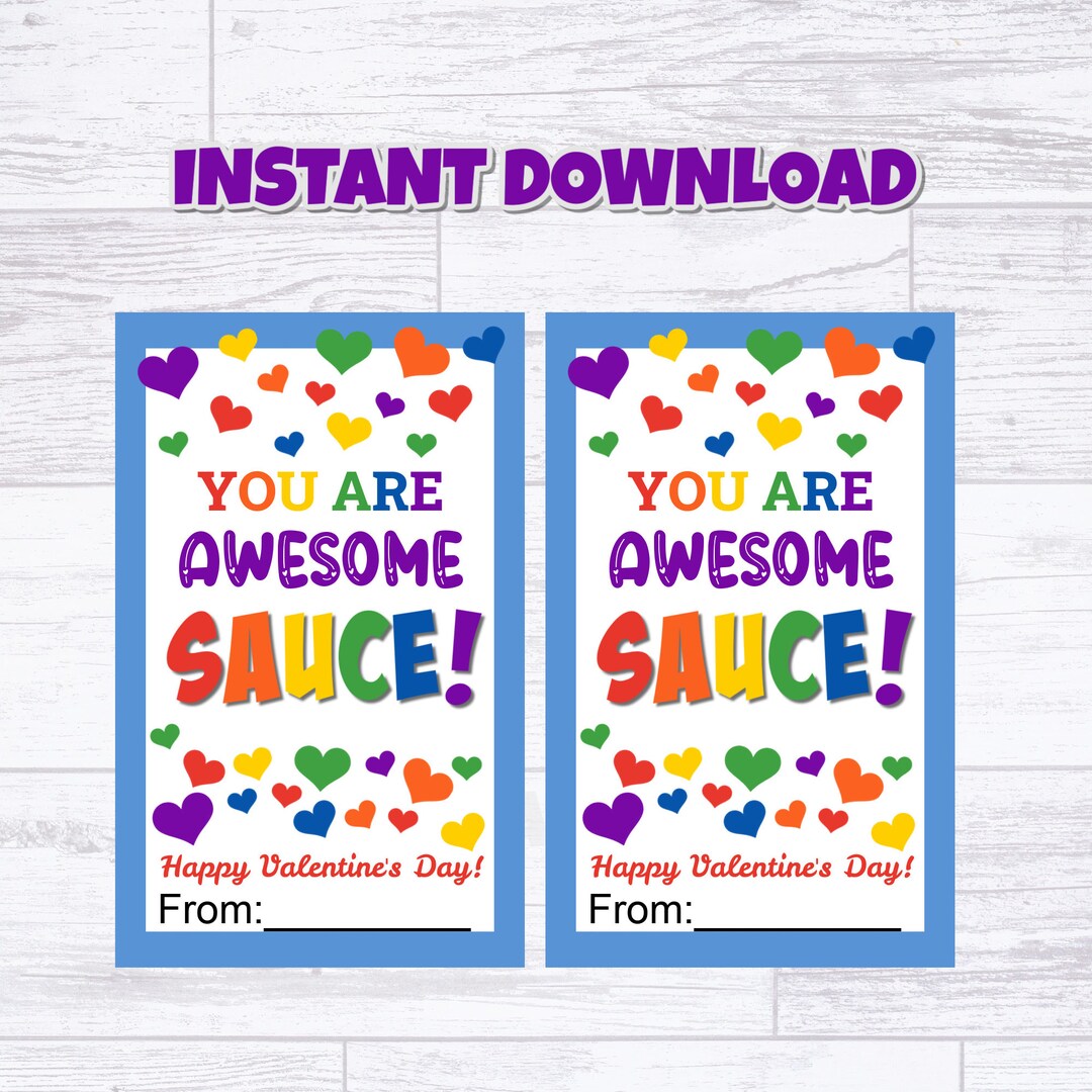 Awesomesauce Applesauce Valentine Classroom Valentine, Kids Valentine ...
