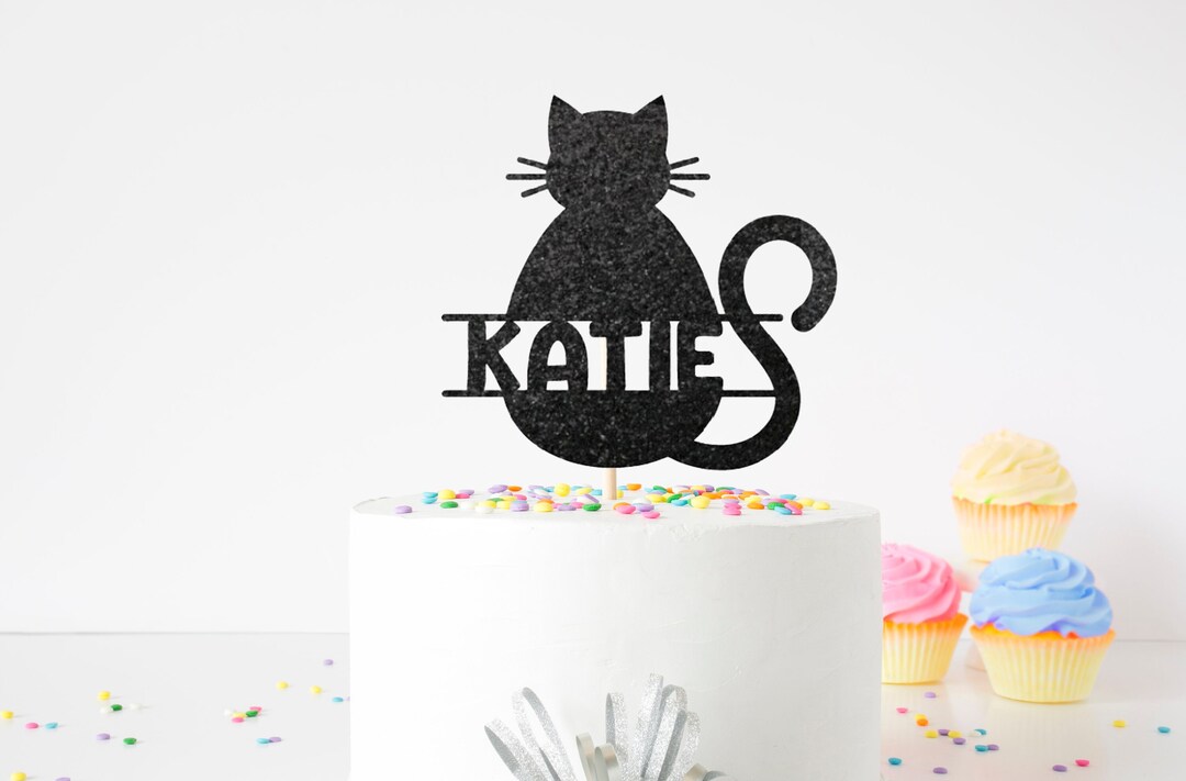 Custom Cat Cake Topper - Cat Name, Centerpiece Pick, Personalized ...