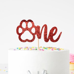 Paw One Cake Topper, Dog 1st Birthday Cake Topper, Puppy First Birthday ...