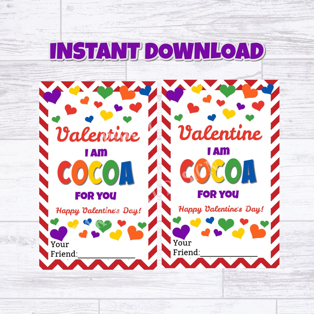 Hot Cocoa Kids Valentine Printable - Hot Chocolate Valentine Gift ...