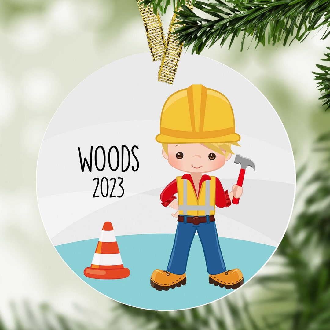 Construction Worker Personalized Christmas Ornament - Road Worker ...