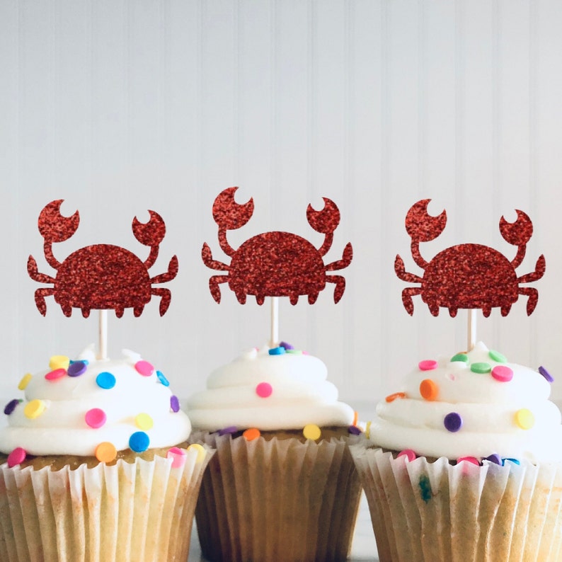 Crab Cupcake Toppers Crab Food Picks Beach Party Decor - Etsy
