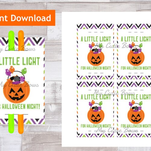 A Little Light for Halloween Night Glow Stick Tags Candy - Etsy