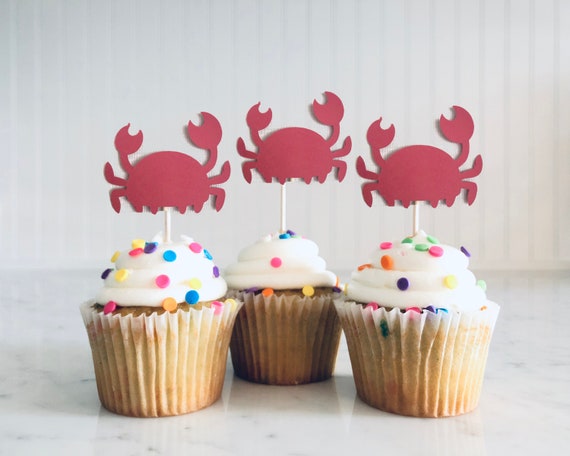 Crab Cupcake Topper Food Picks Nautical Party Decor Ocean | Etsy