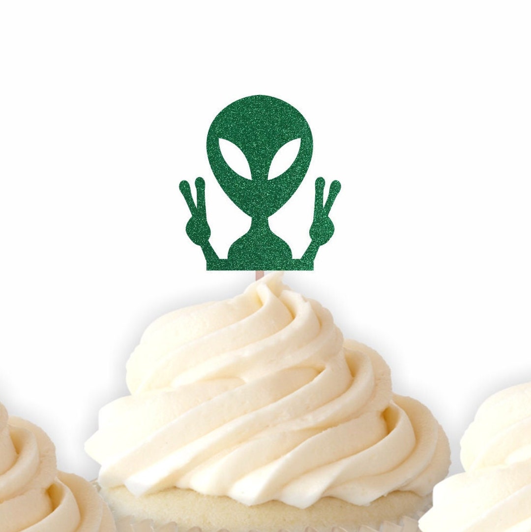 Alien Cupcake Toppers, Alien Birthday, Outer Space Party, Party Decor ...