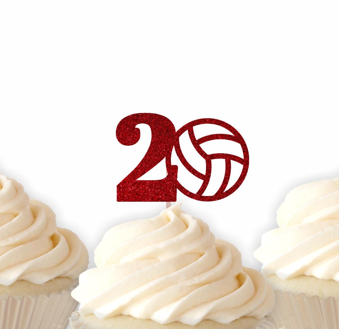 Custom Age Volleyball Cupcake Toppers, Birthday Cupcakes, Age Cupcakes ...