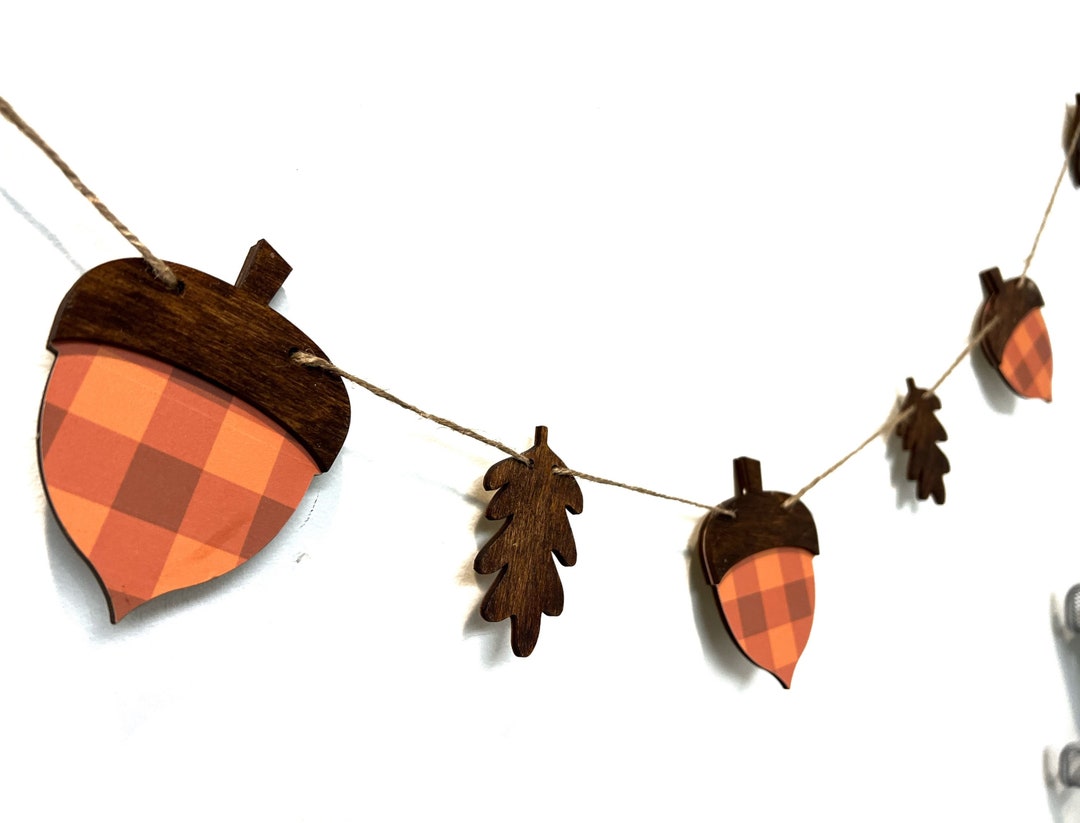 Fall Wood Garland - Acorn Garland - Thanksgiving Decoration, Autumn ...