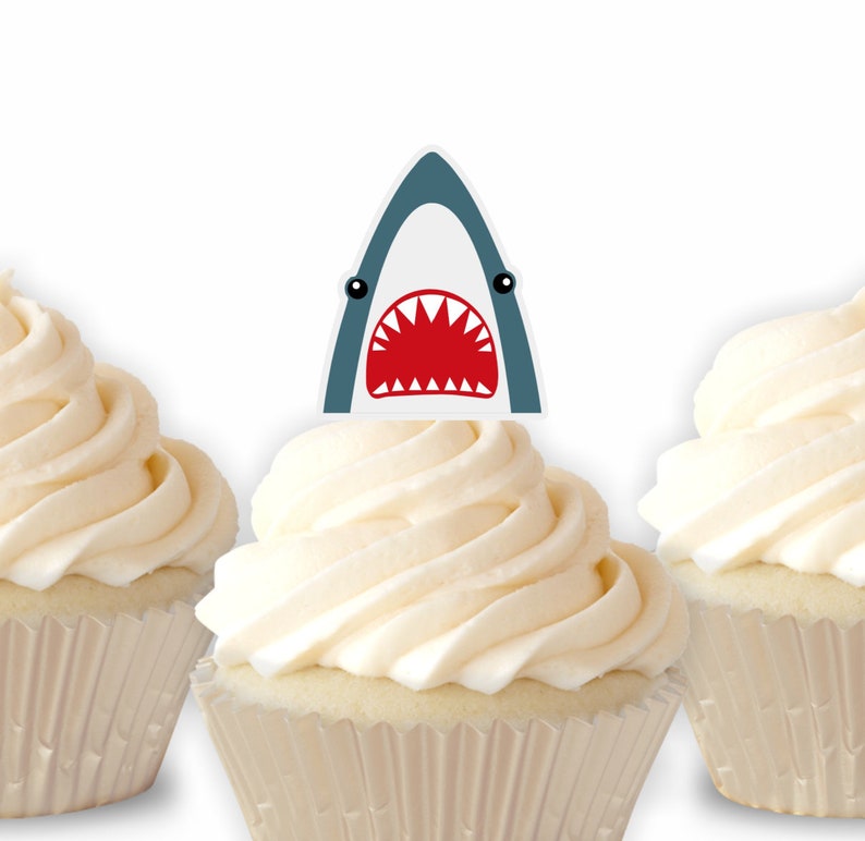 Shark Cupcake Toppers Birthday Party Decorations Shark - Etsy