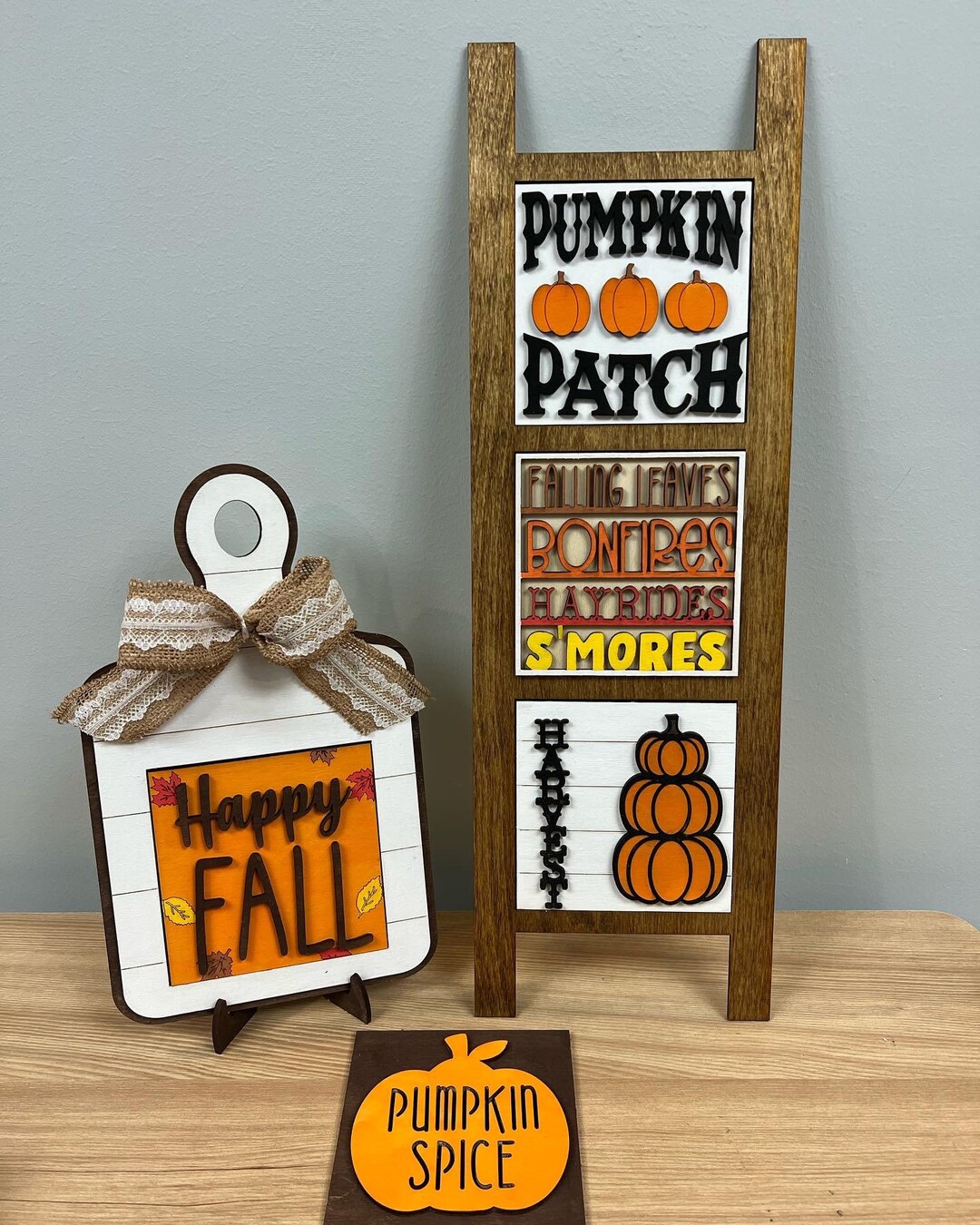 Fall Interchangeable Sign - Leaning Ladder Decoration - Cutting Board ...