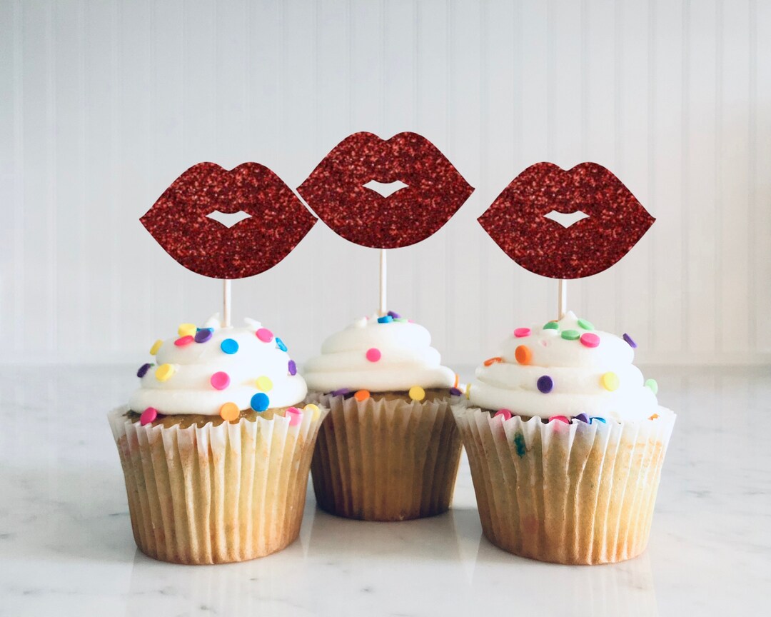 Lips Cupcake Toppers - Valentine's Day, Birthday Party, Bridal Shower ...