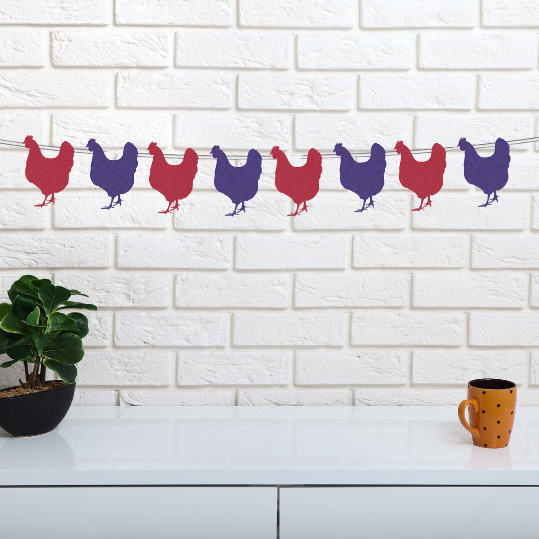 Chicken Party Banner - Chicken Garland, Farm Birthday Decoration ...
