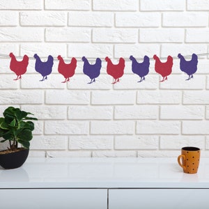 Chicken Party Banner - Chicken Garland, Farm Birthday Decoration ...