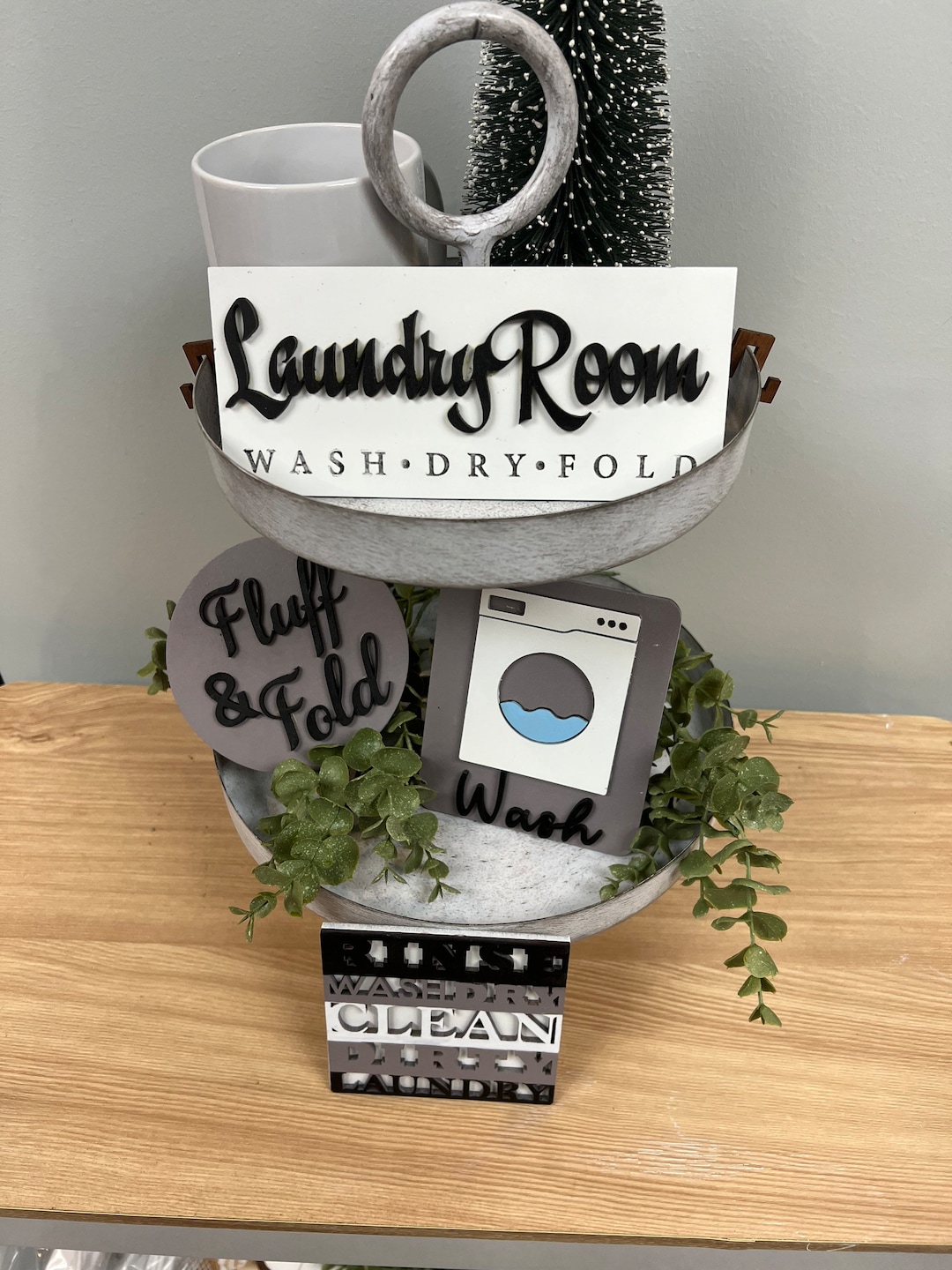 Laundry Tiered Tray Signs - Laundry Room Tiered Tray - Farmhouse ...