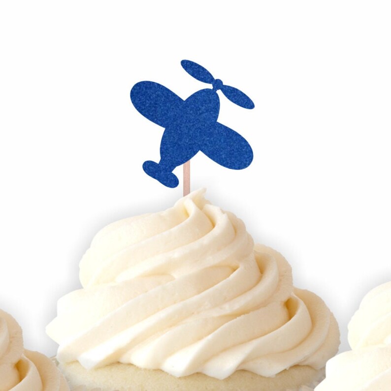 Airplane Cupcake Toppers Glitter Topper Airplane Party - Etsy