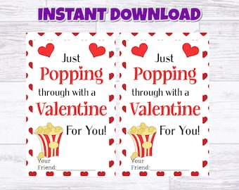 Instant Download Valentines Day Popcorn Wrappers Printable | Etsy