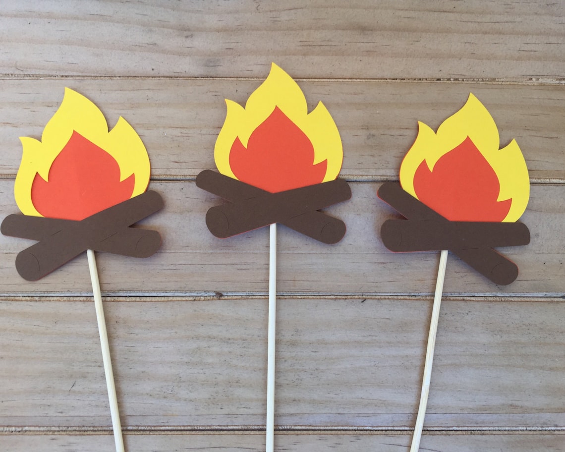 Campfire Centerpiece Picks Camping Theme Birthday Party | Etsy