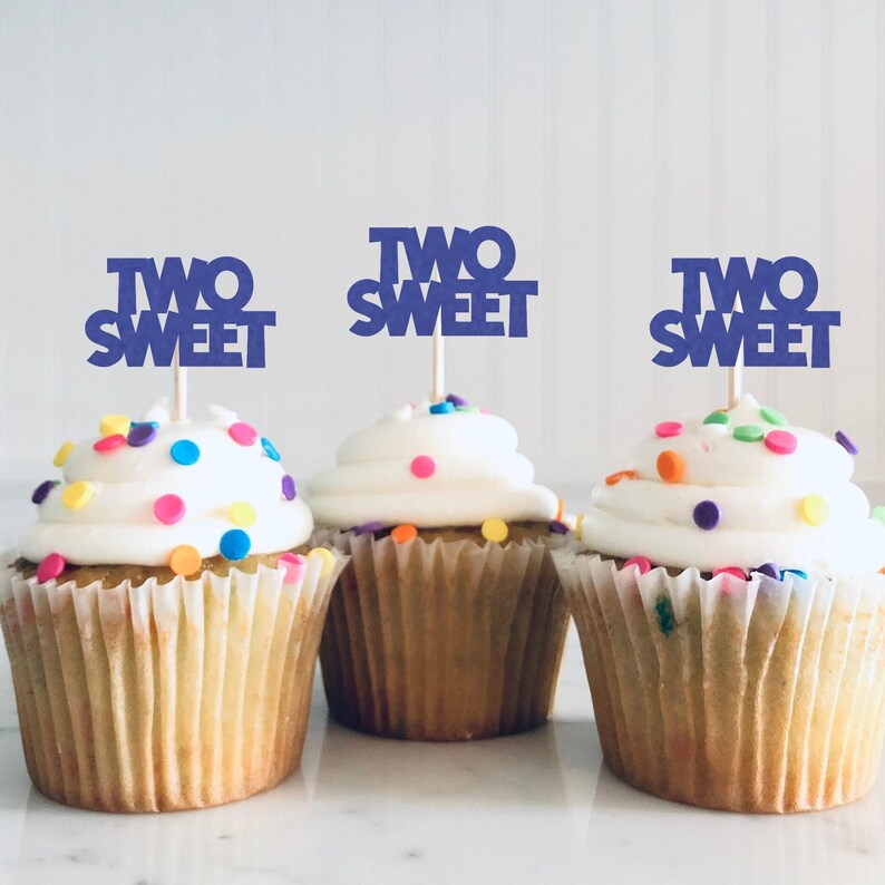 Two Sweet Cupcake Toppers - 2nd Birthday Party Food Picks, Donut Theme ...