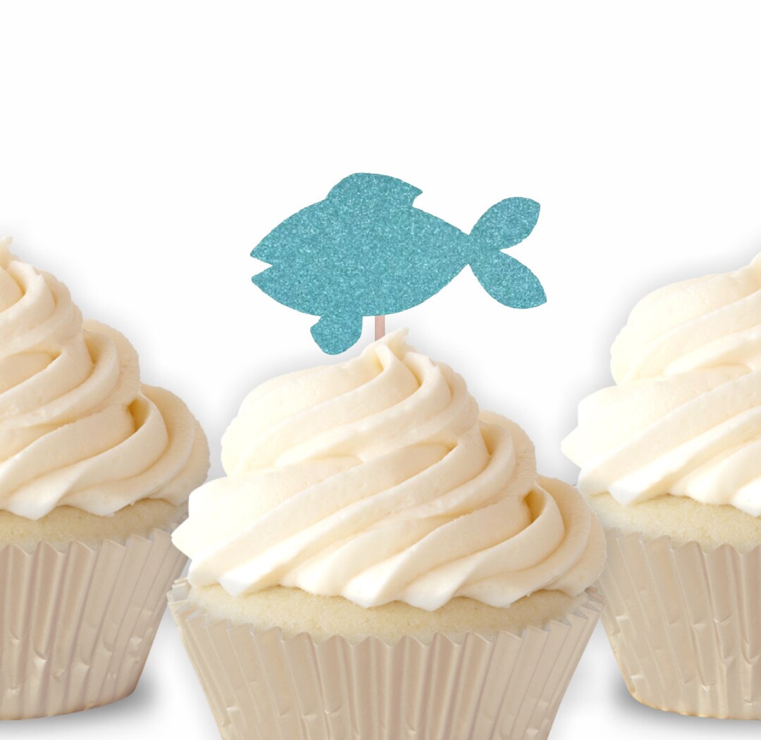 Fish Cupcake Toppers, Fishing Birthday Party Decor, Ocean Decor, Beach ...