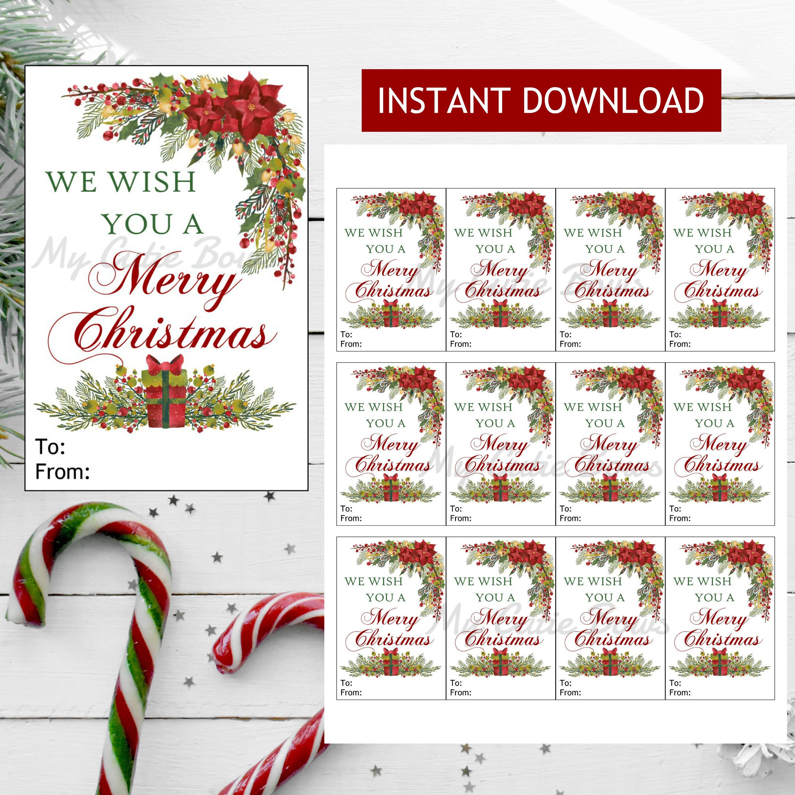 PRINTABLE Christmas Tags, We Wish You A Merry Christmas, Digital ...