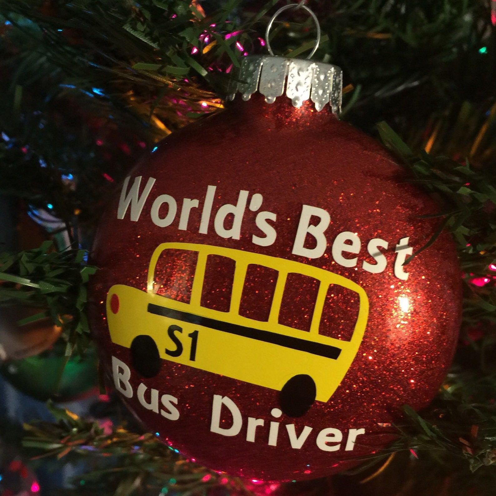 School Bus Driver Christmas Ornament Personalized Glitter - Etsy