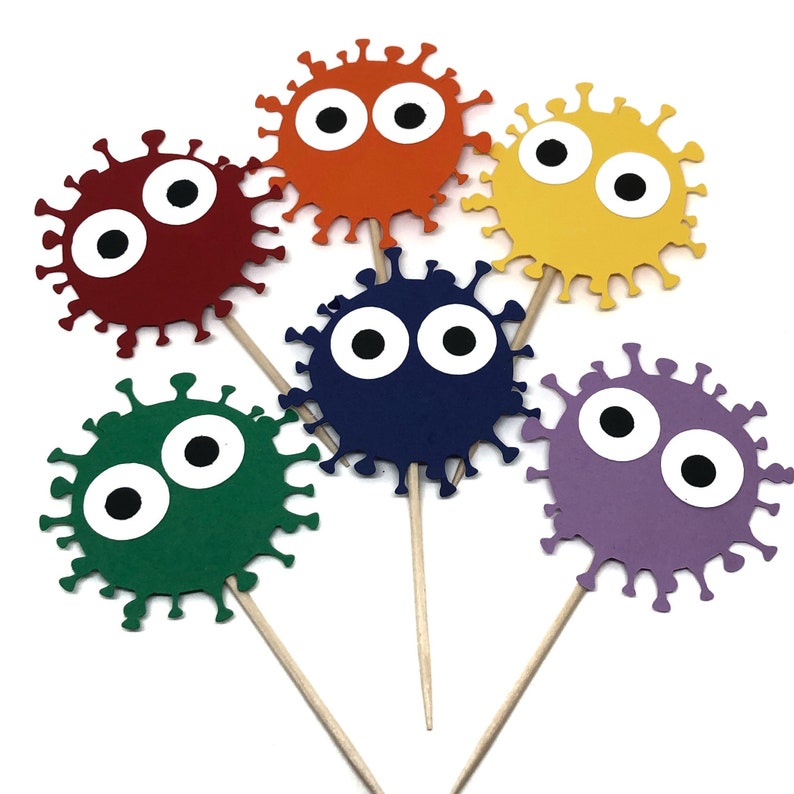 Quarantine Birthday Party Cupcake Toppers Germ Virus Theme | Etsy