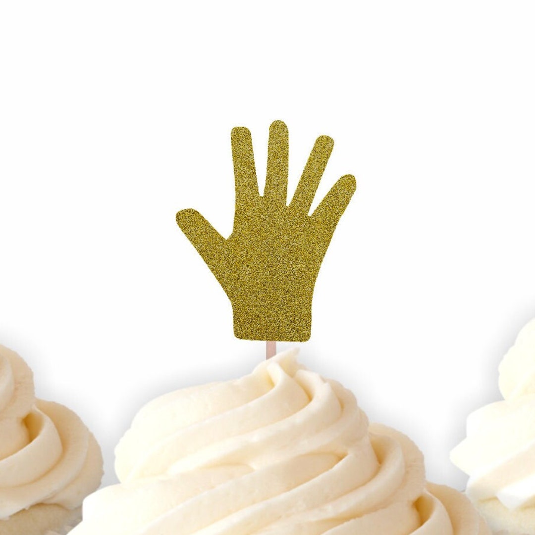 Hand Cupcake Toppers, 5th Birthday Party Decor, Five Cupcake Toppers ...