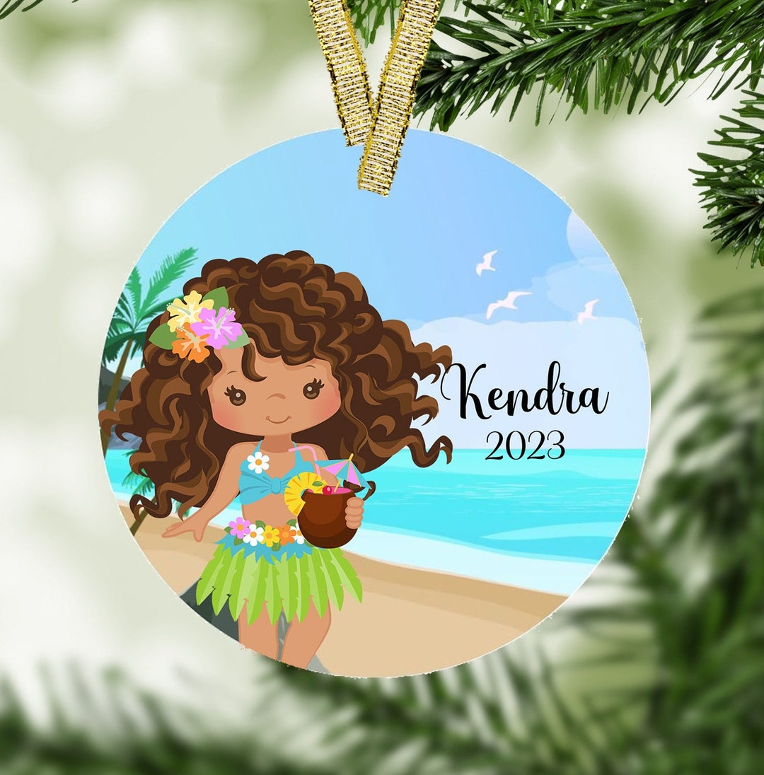 Hawaiian Girl Custom Personalized Christmas Ornament, Hawaii Oranament ...