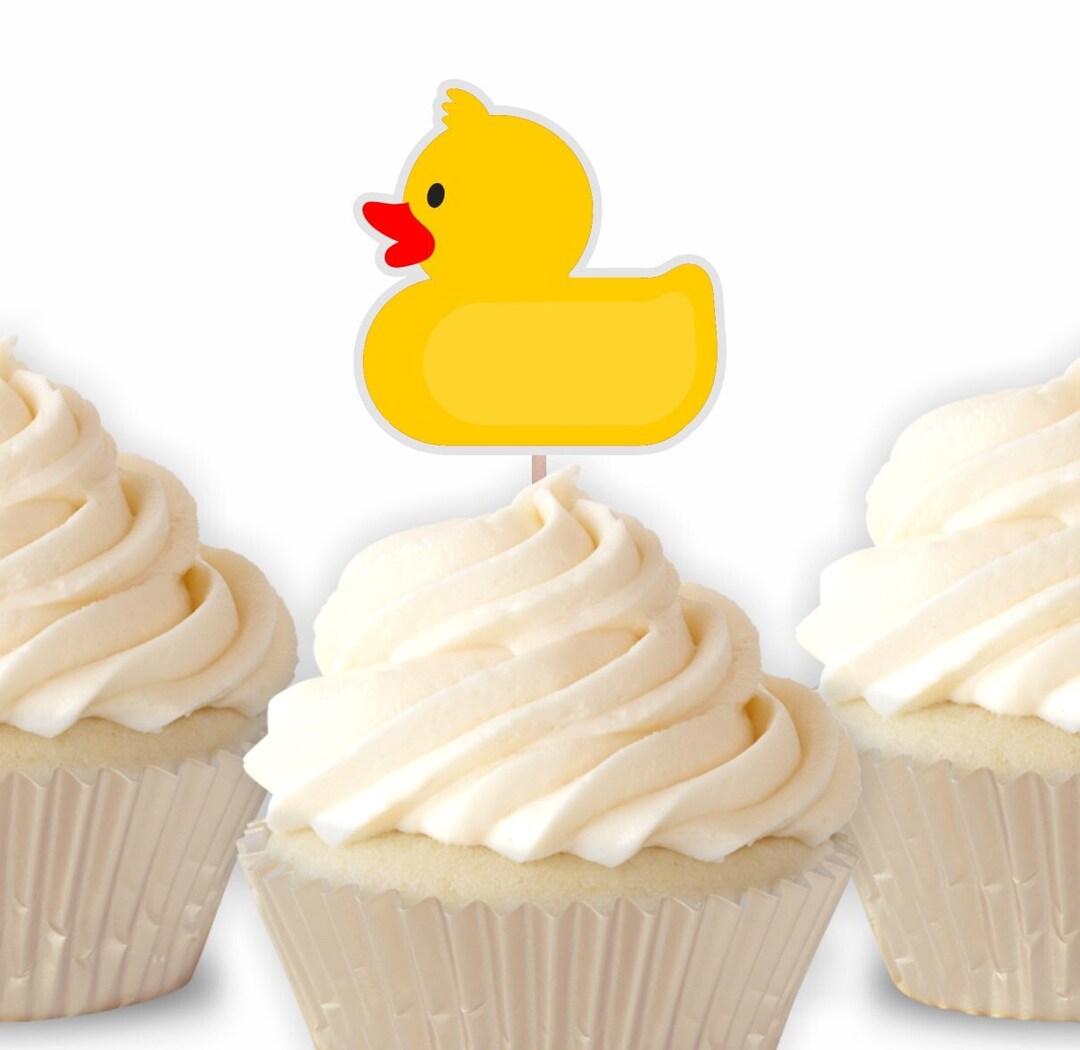 Rubber Duck Cupcake Toppers - Baby Shower Cupcake, First Birthday Party ...