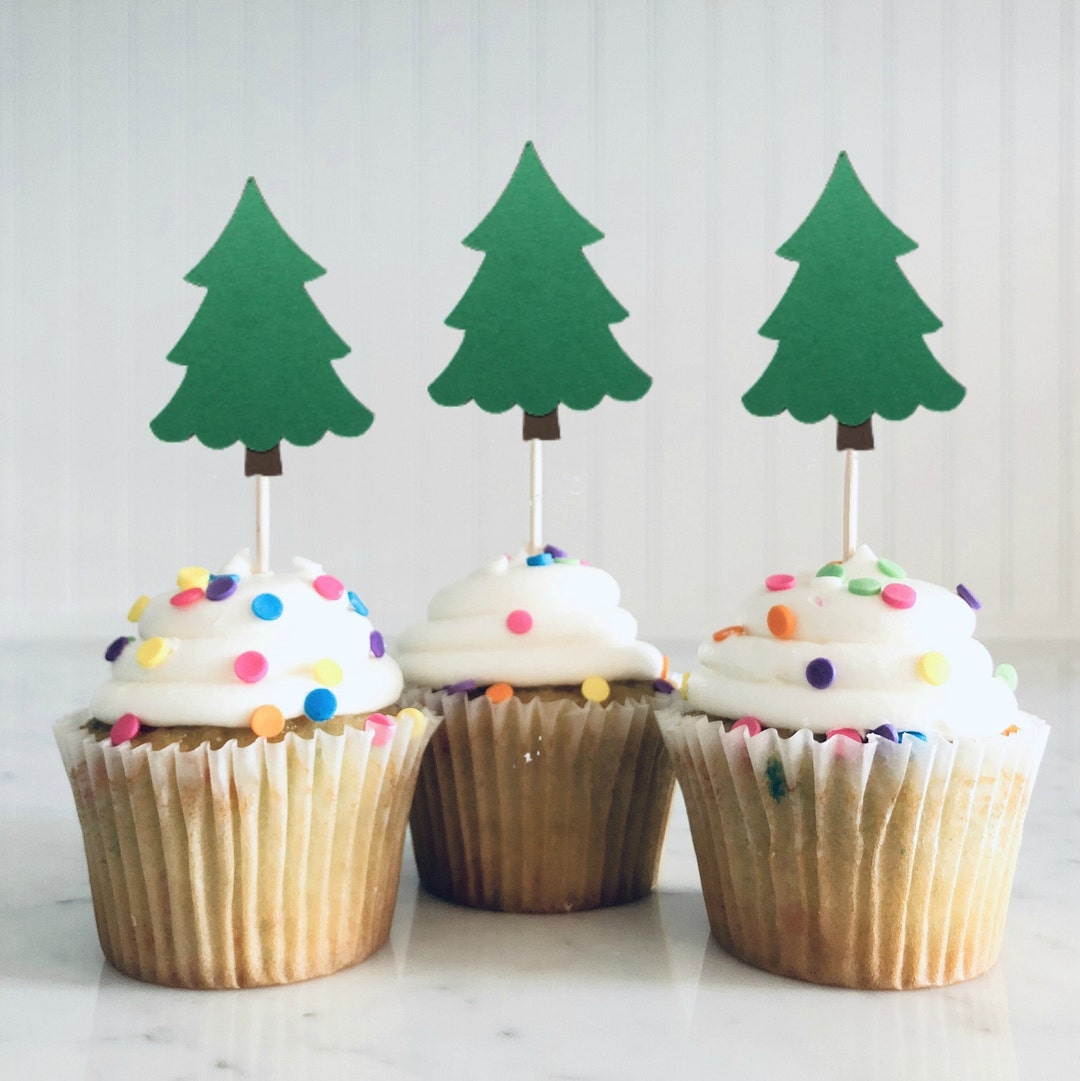 Pine Tree Cupcake Toppers Camping Party, Birthday Party, Wilderness ...