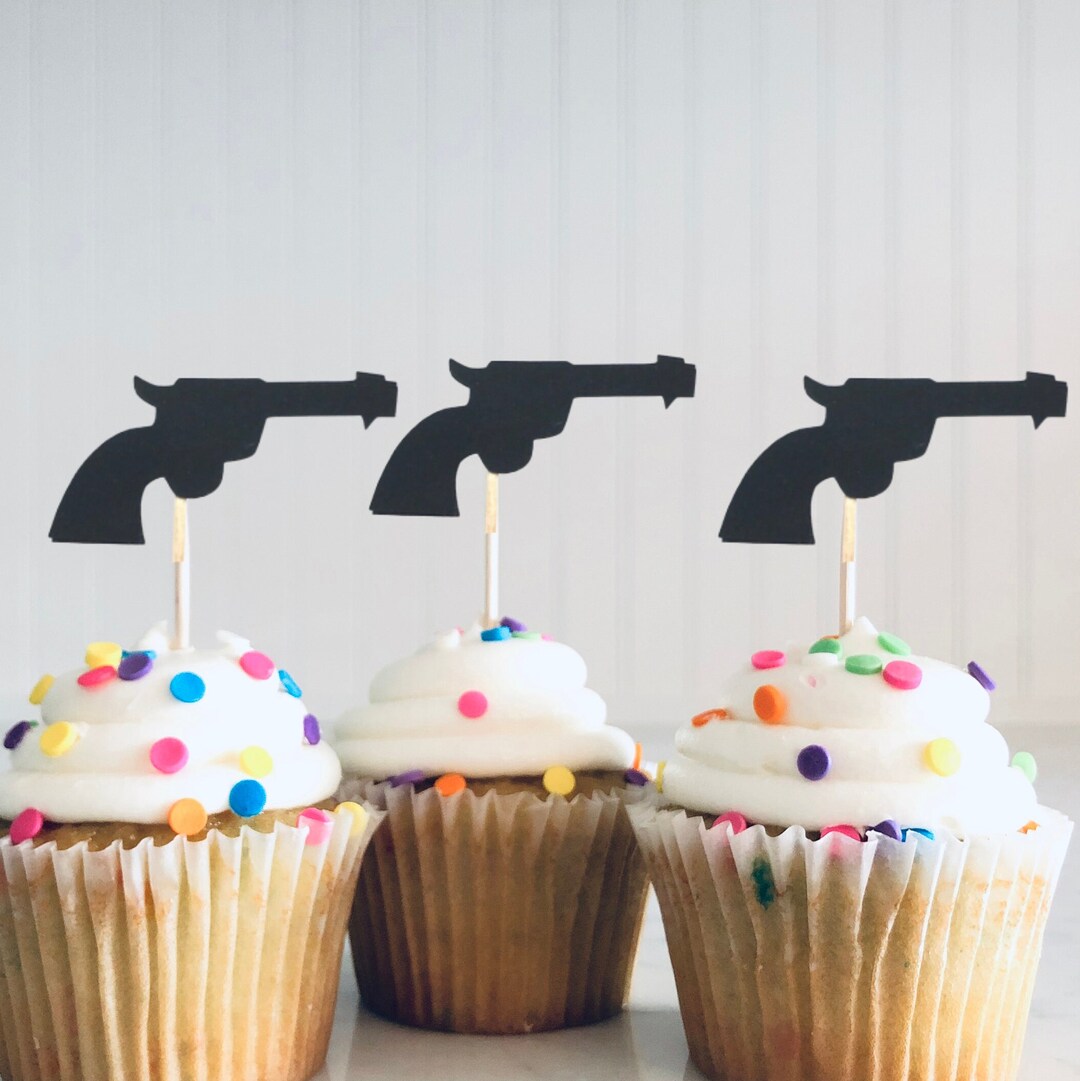 Gun Cupcake Toppers Cowboy Party, Party Decorations, Gender Reveal ...