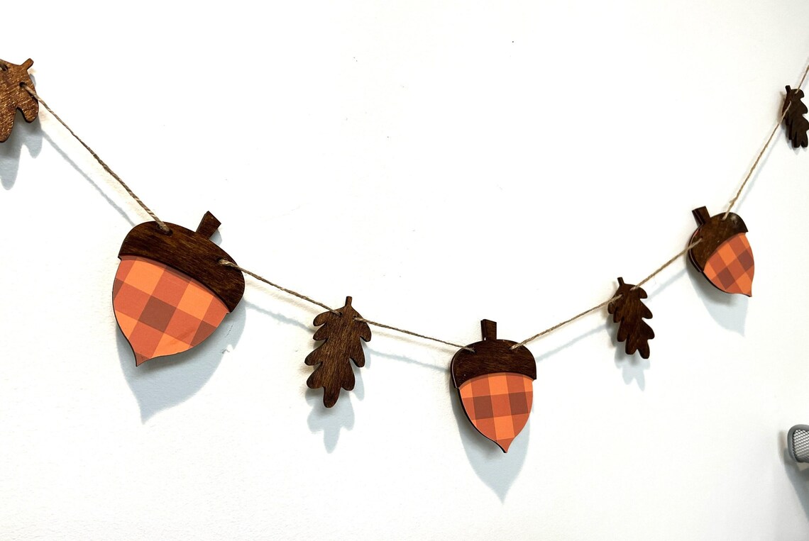 Fall Wood Garland - Acorn Garland - Thanksgiving Decoration, Autumn ...