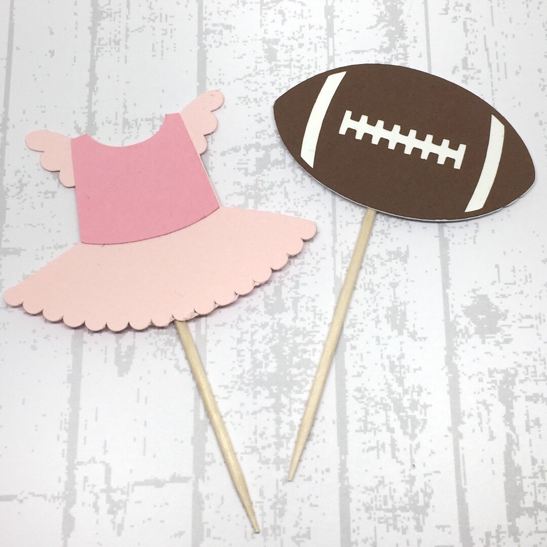Touchdowns or Tutus Cupcake Toppers - Gender Reveal, Pink VS Blue, Food ...