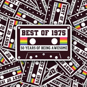 1975 Cassette Stickers, 50th Birthday Party, 70's Theme, 70's Party ...