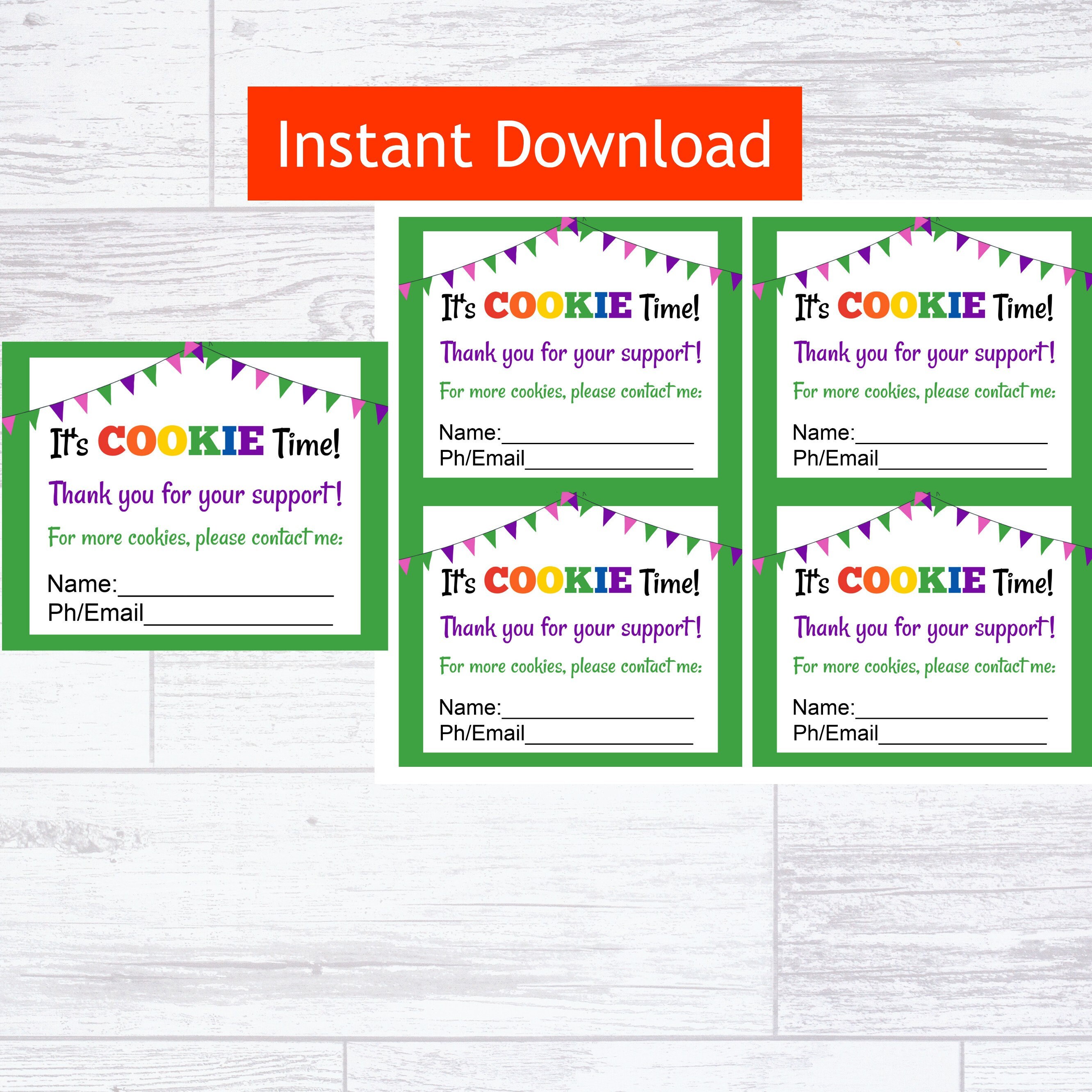 Cookie Thank You Cards Printable Re-order Tags - Cookie Sale Label ...