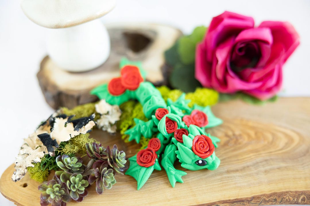 Cinderwing Tiny Rose Dragon Wyvern - Valentine Dragon - Rose Dragon ...