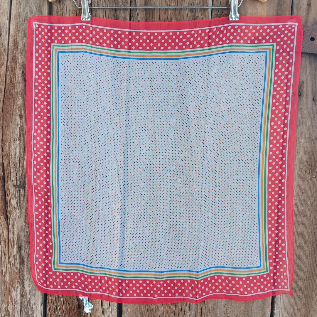 Vintage Kmart Colorful Polka Dot Scarf Made in Japan 21" Square ...