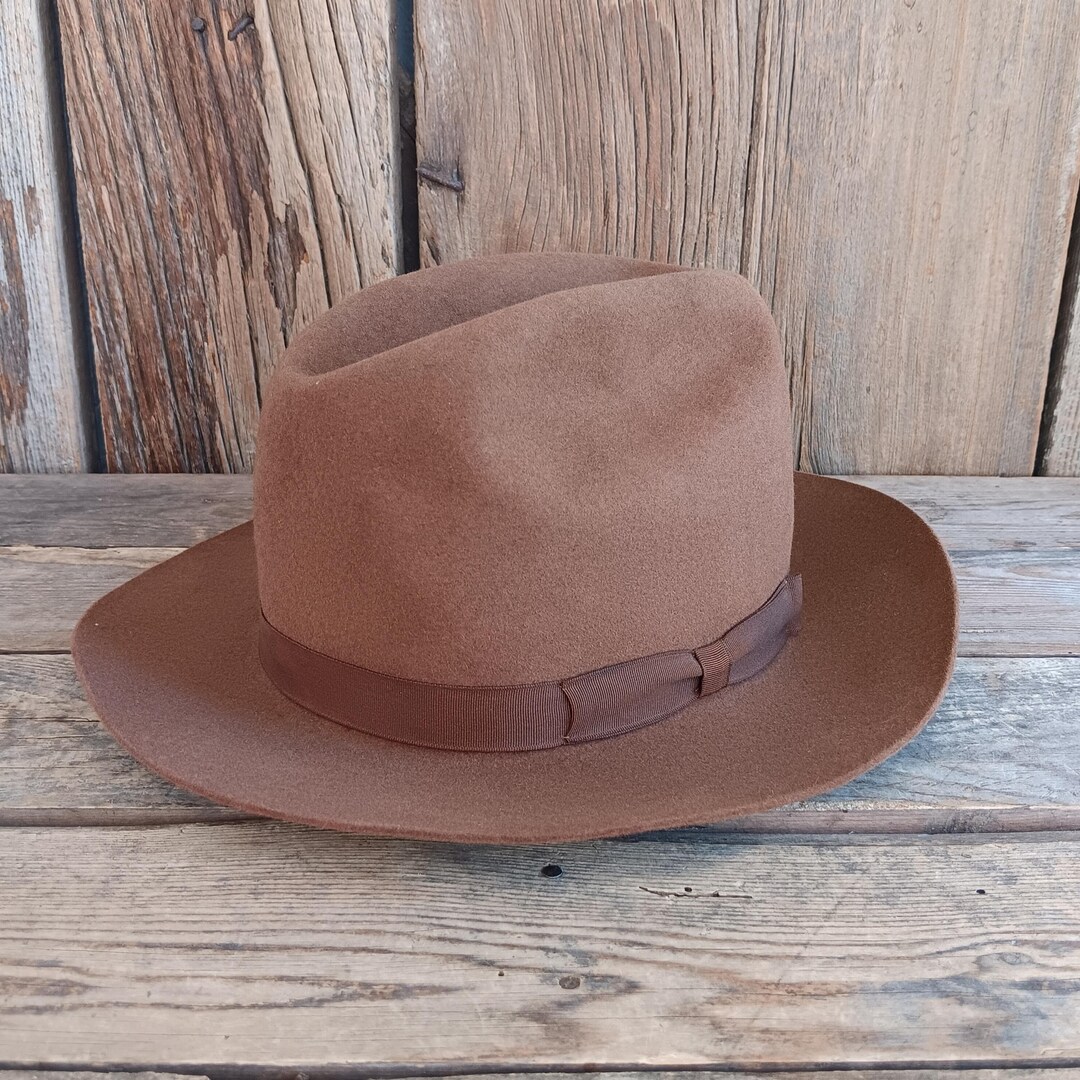 Vintage Jack Lord Mens Brown Wool Felt Fedora Hat Lightweight Grosgrain ...