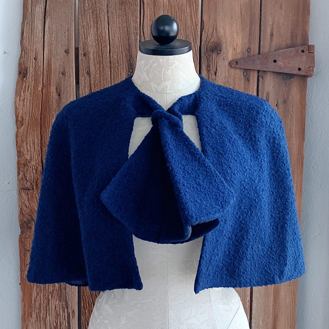 Vintage Royal Blue Textured Capelet Cape Tie Neckline Lined *A - Etsy