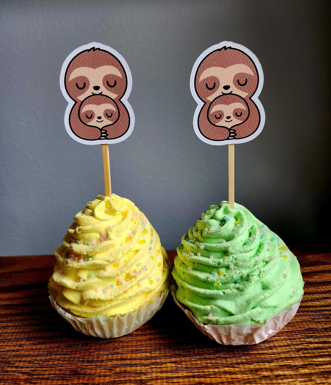 Cupcake Toppers, Sloth Cupcake Toppers, Jungle Shower Cupcake Toppers ...