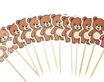 Boho Teddy Bear Cupcake Toppers, Printable Cupcake Toppers Baby Shower ...