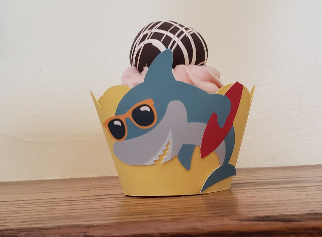 Shark Cupcake Wrappers, Set of 12 Cupcake Wrappers, Shark Birthday ...