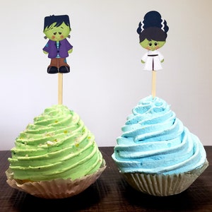 Halloween Cupcake Toppers, Cupcake Toppers, Frankenstein Cupcake ...