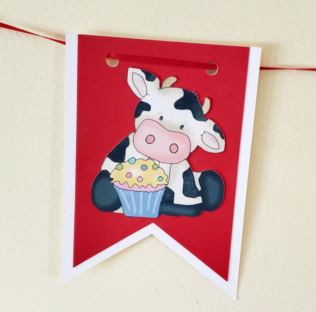 One Cow Banner, Birthday Cow Banner, Barn Animal Banner - Etsy
