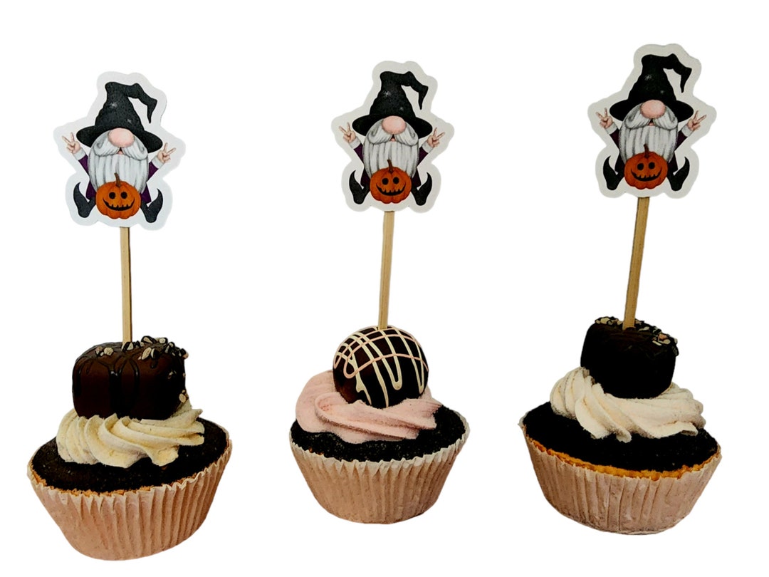 Halloween Gnome Cupcake Toppers: Card Stock Decorations (set of 12) - Etsy