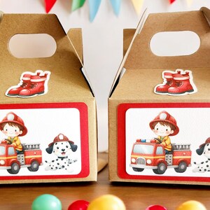 Fireman Birthday Gable Box Favors for Kids, Children's Party Gable Box ...