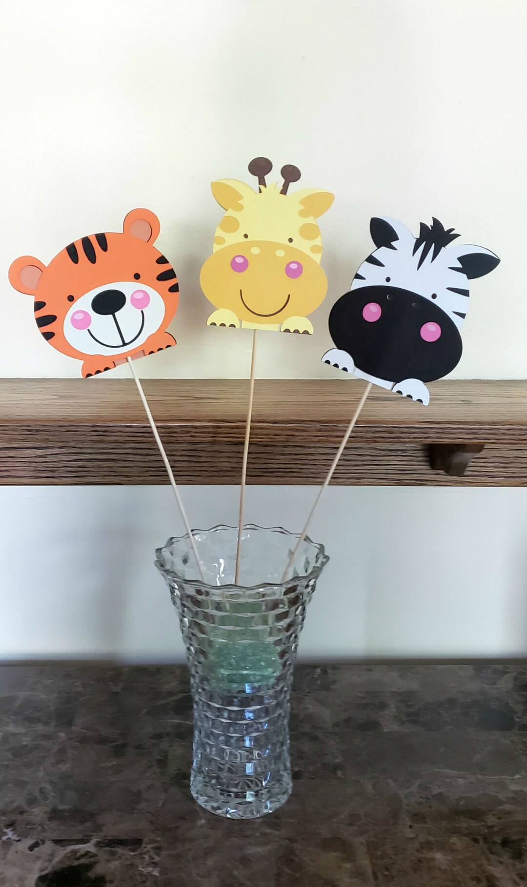 Jungle Animal Centerpiece Sticks: Giraffe, Zebra, Tiger - Set of 3 - Etsy