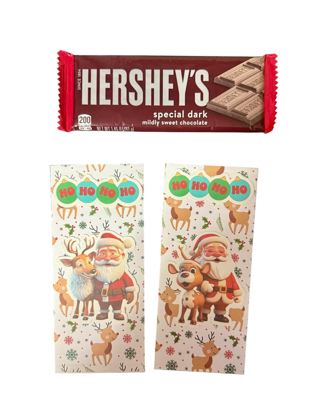 Santa & Reindeer Christmas Hershey Bar Wrappers - Etsy