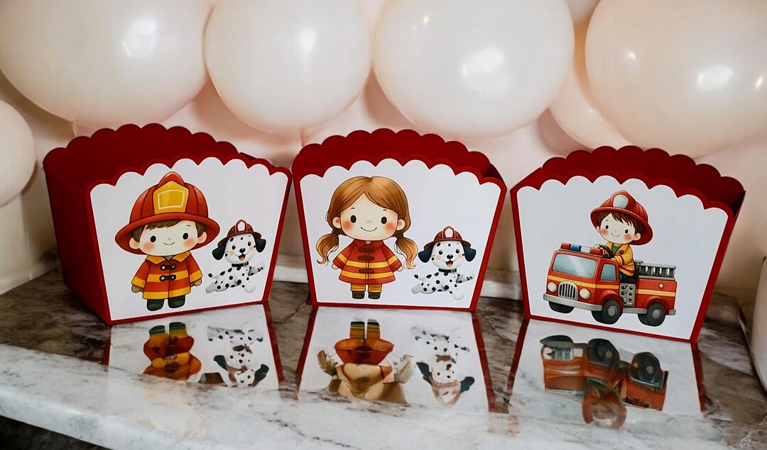 Fireman Birthday Table Centerpiece, Firefighter Theme Birthday Party ...