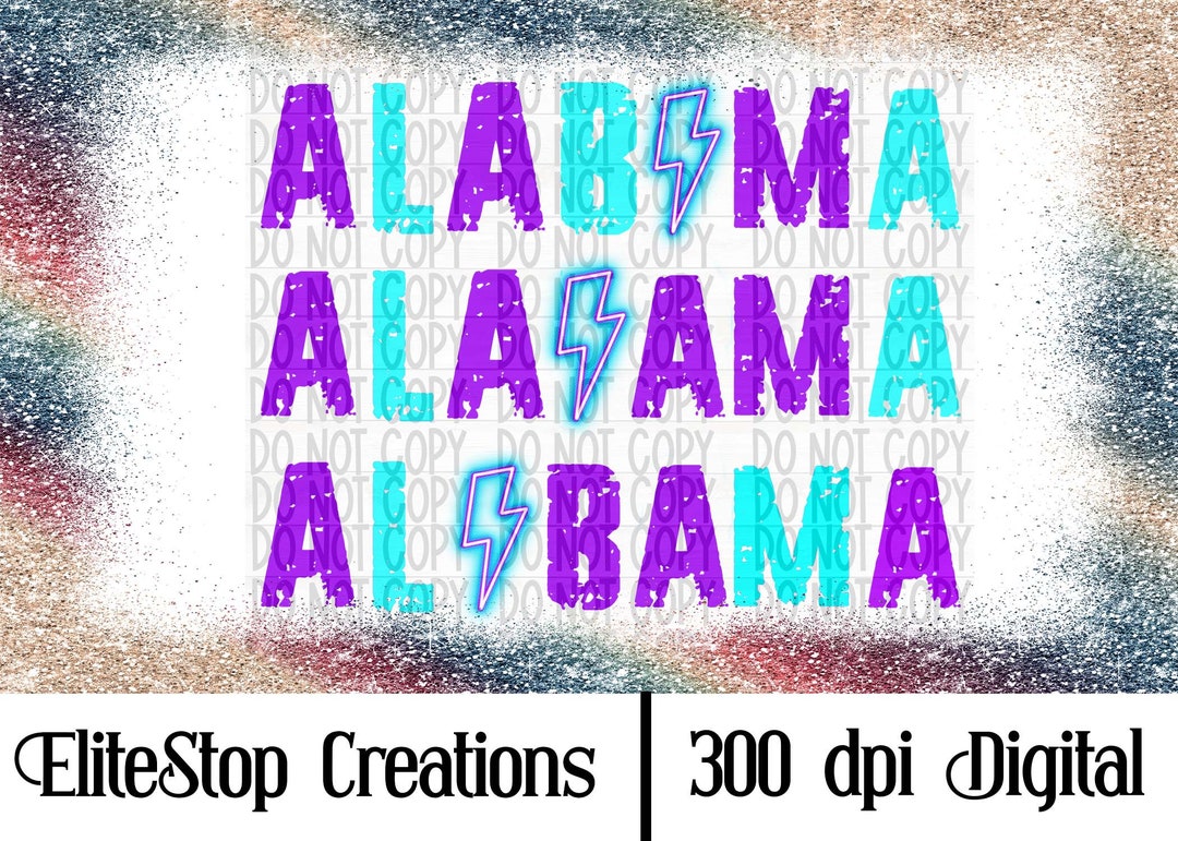 Neon Alabama | Neon Lightning Bolt | State Name- 300dpi Digital ...